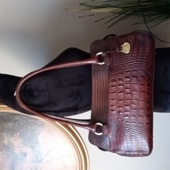 Brahmin | Bags | Vintage 8s Brahmin Dark Brown Alligator Embossed ...